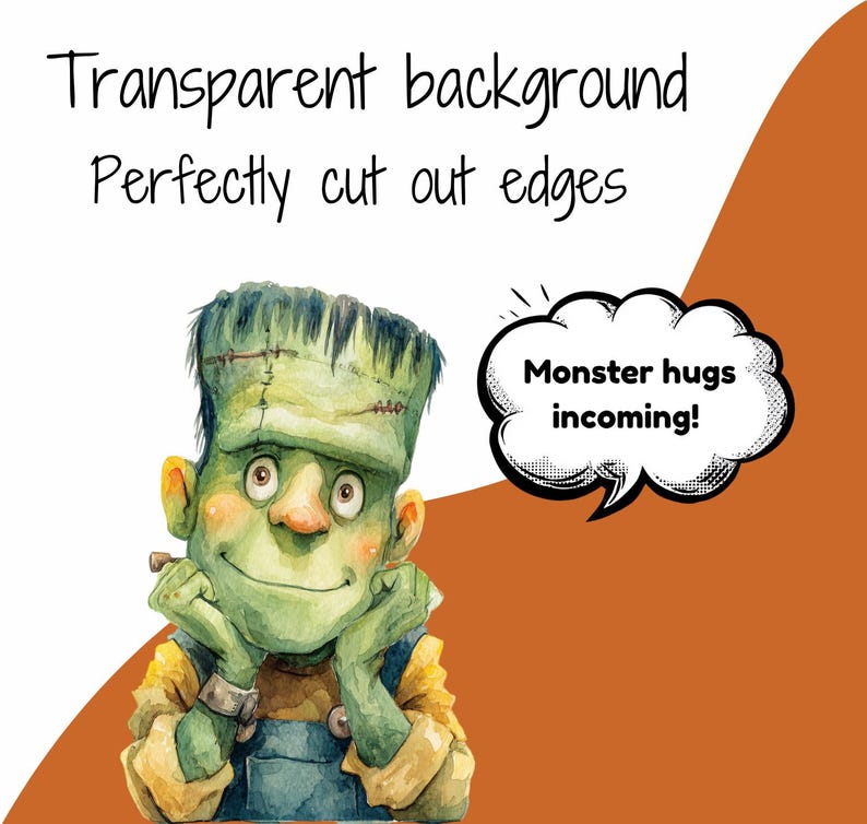 Cute Watercolor Frankenstein PNG Clipart Bundle, 146 Piece Smiling ...