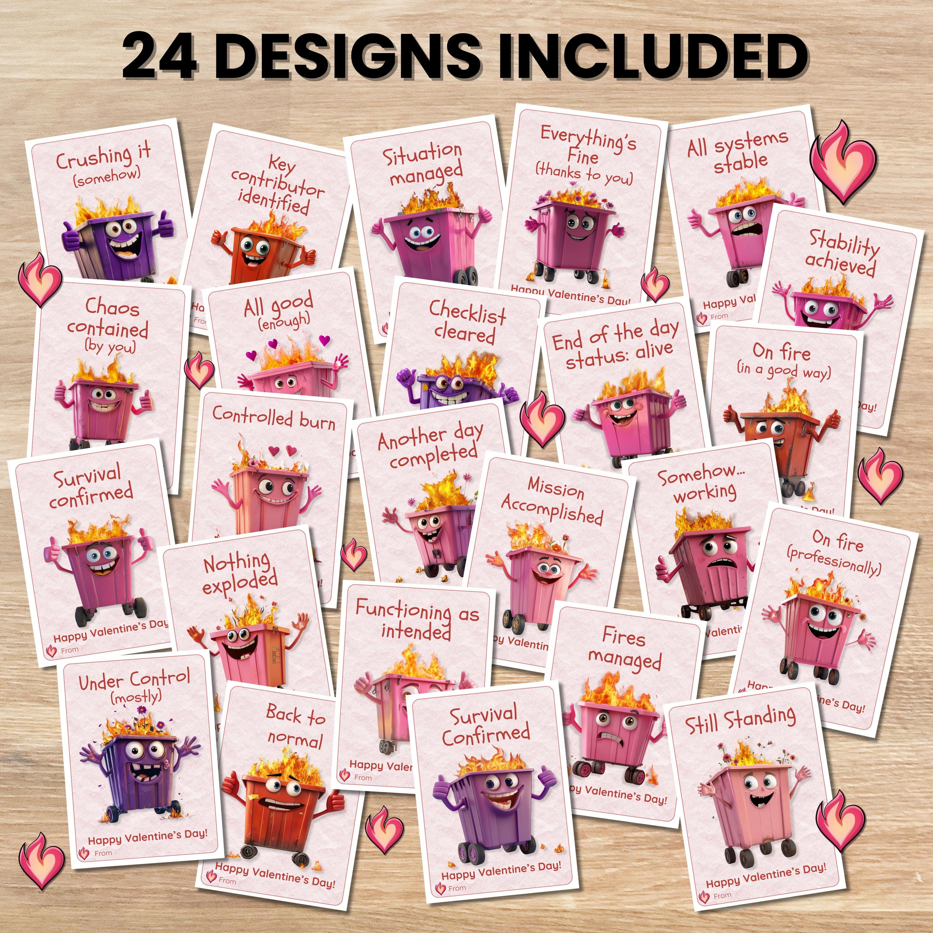 Funny Work Valentine Cards Printable, Dumpster Fire Office Humor ...