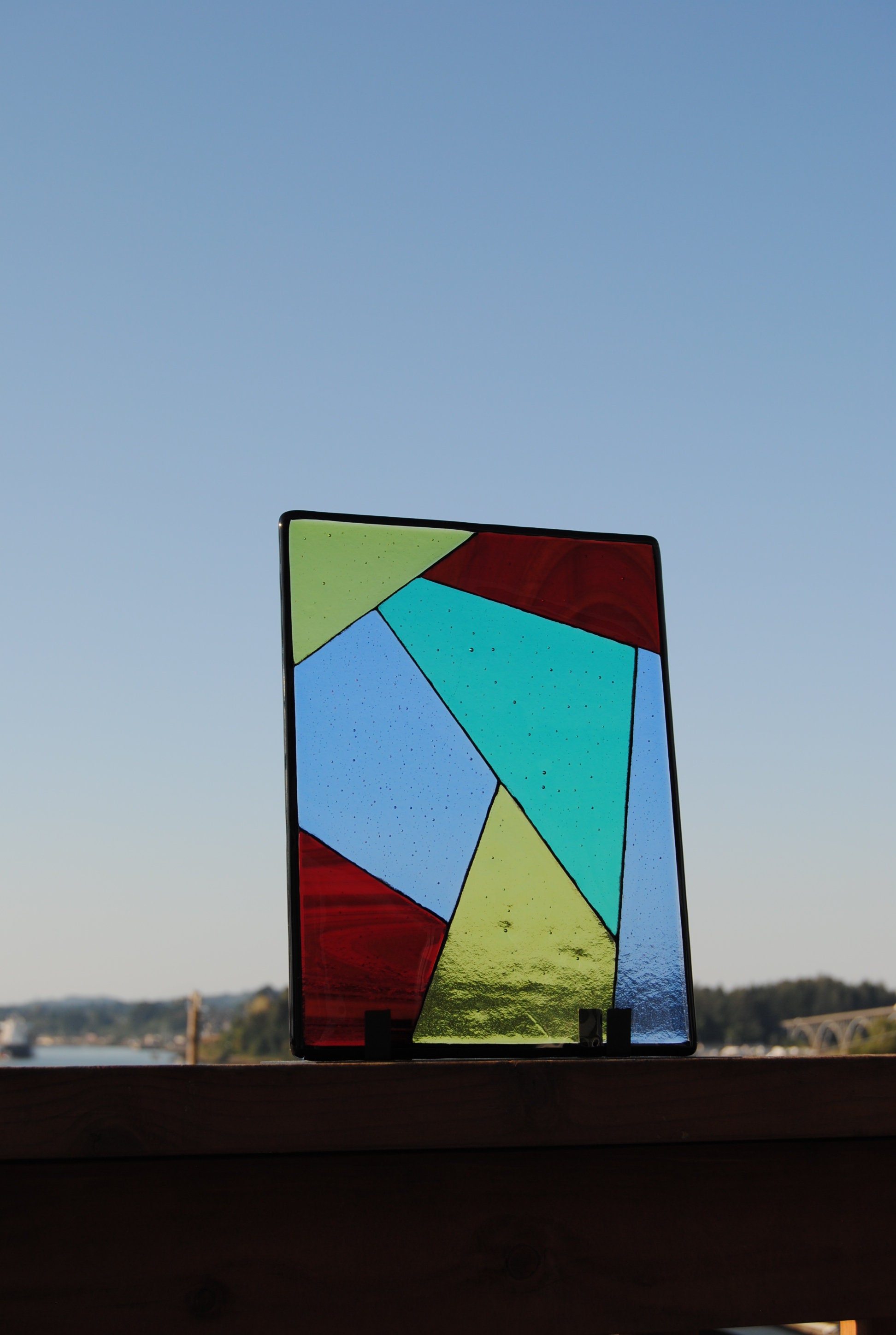 Modern Fused Glass Panel With Stand - Etsy