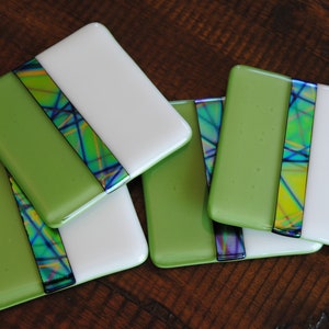 Set of 4 Fused Glass Coasters With Dichroic - Etsy