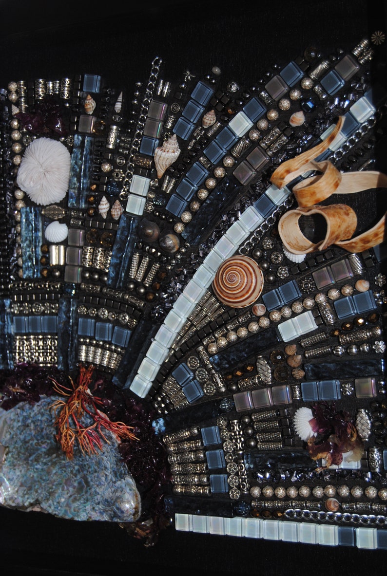 Beautiful Framed Mosaic With Shells and Beads - Etsy