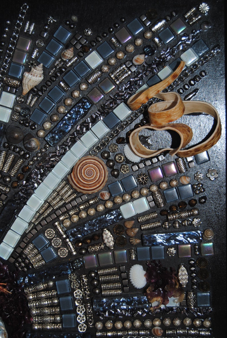 Beautiful Framed Mosaic With Shells and Beads - Etsy