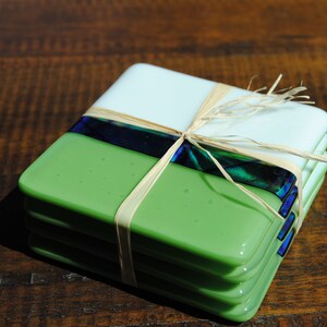 Set of 4 Fused Glass Coasters With Dichroic - Etsy