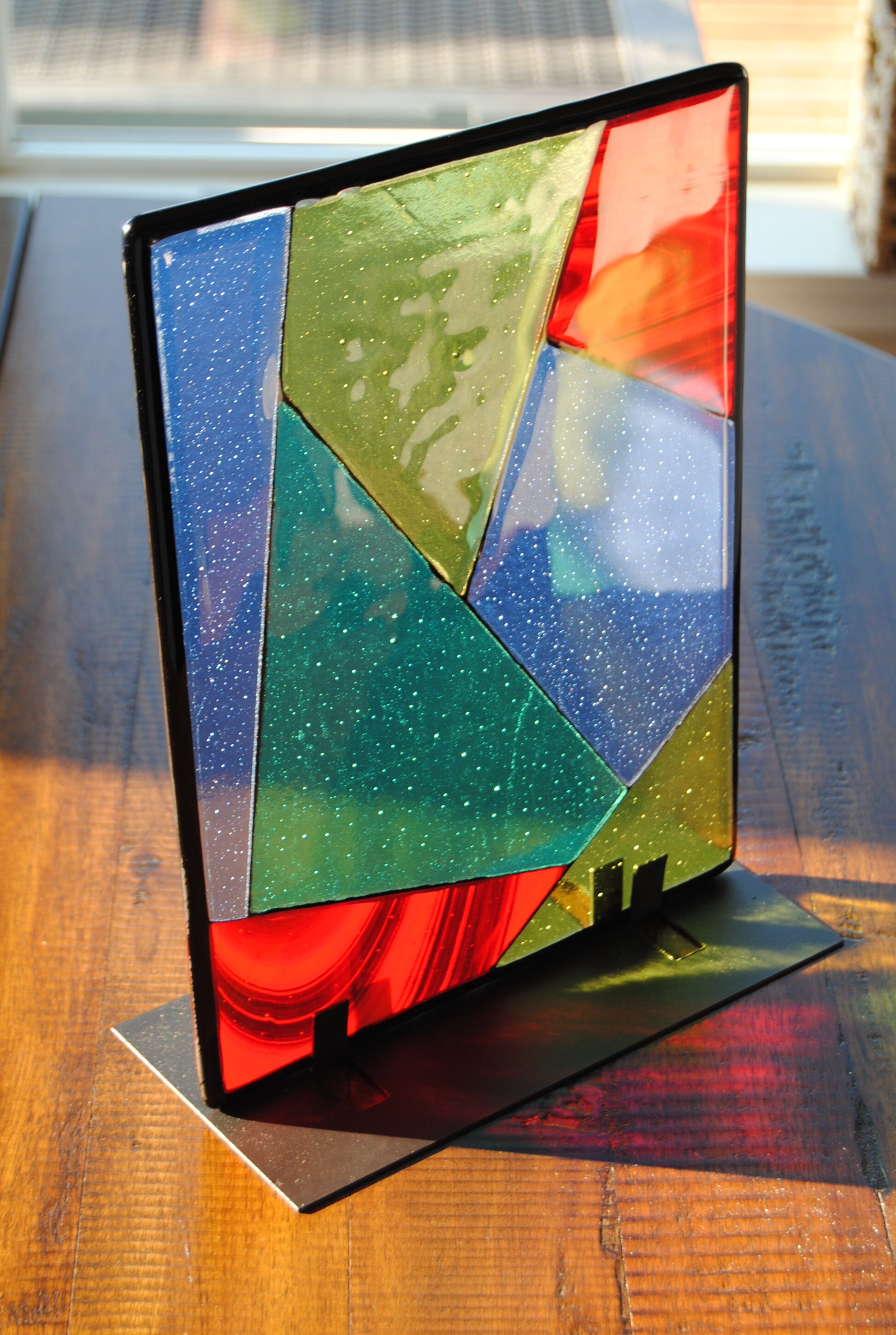 Modern Fused Glass Panel With Stand - Etsy