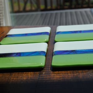 Set of 4 Fused Glass Coasters With Dichroic - Etsy
