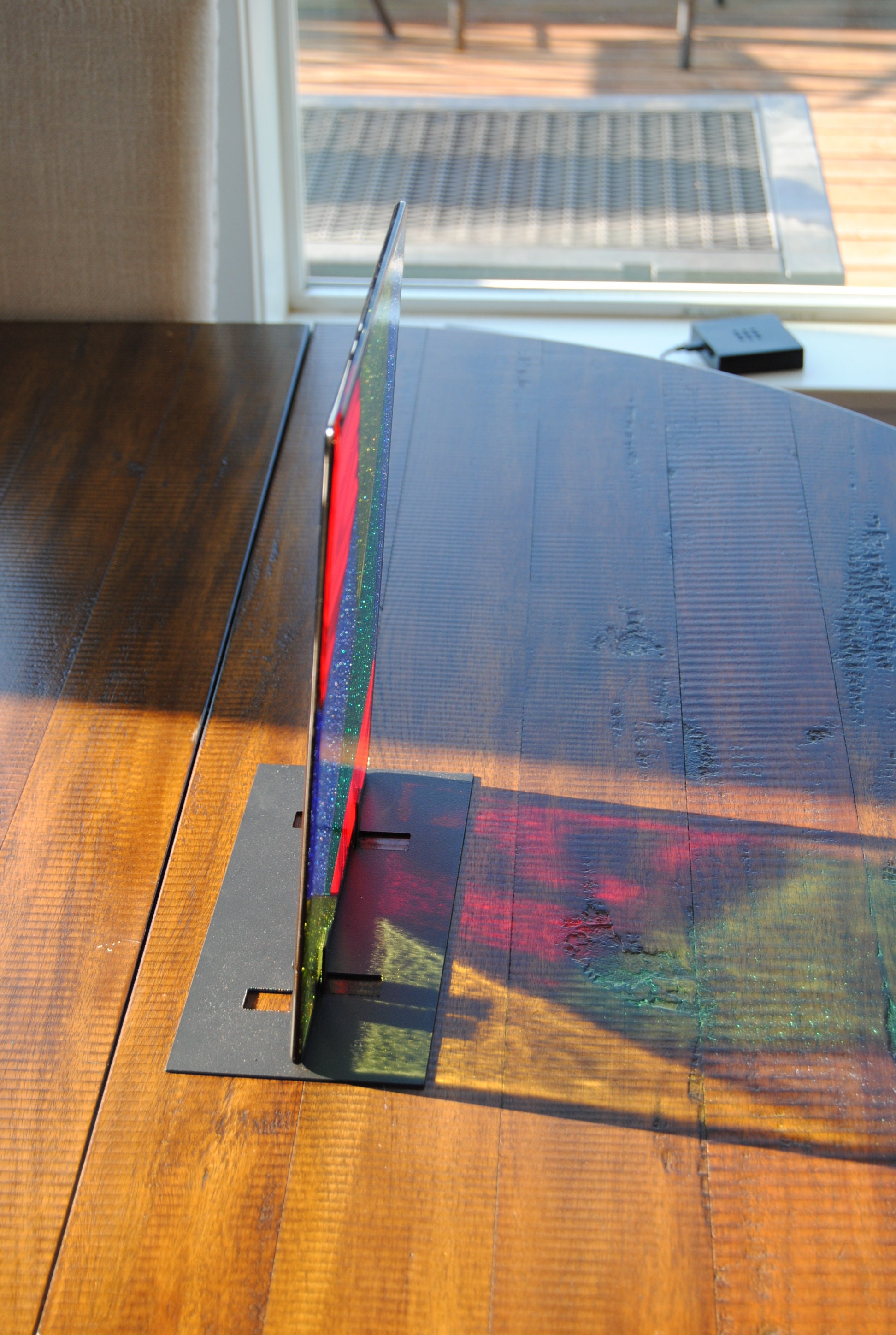Modern Fused Glass Panel With Stand - Etsy
