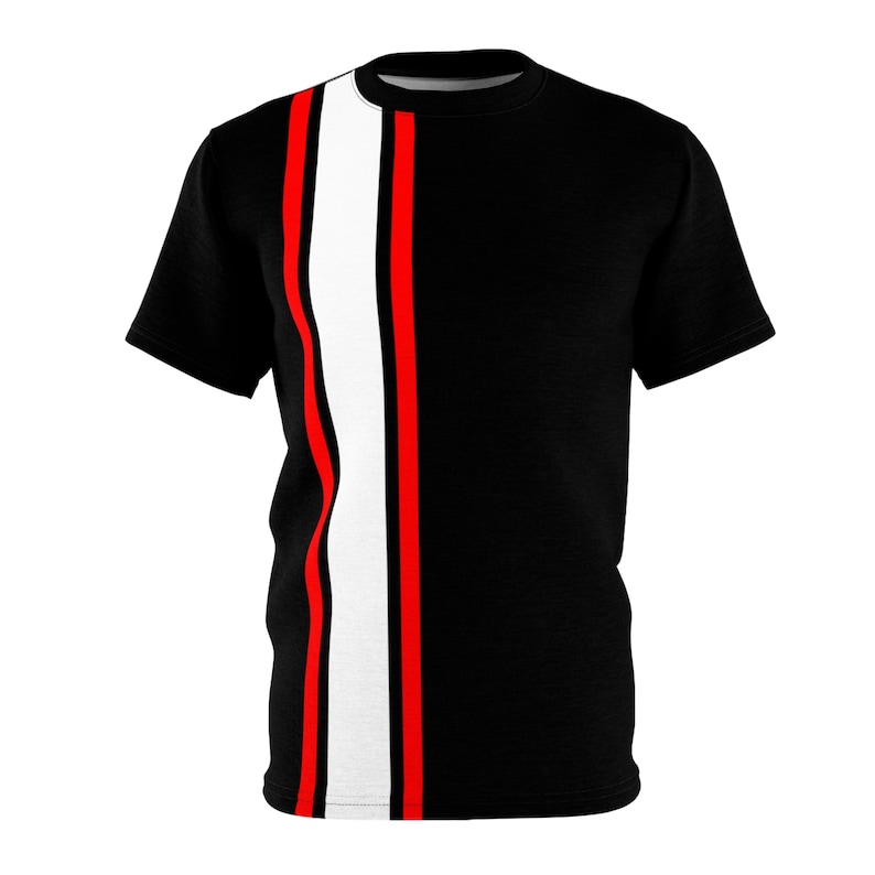 Triple Racing Stripe Red and White Men T Shirt, Bold Vertical Stripes ...