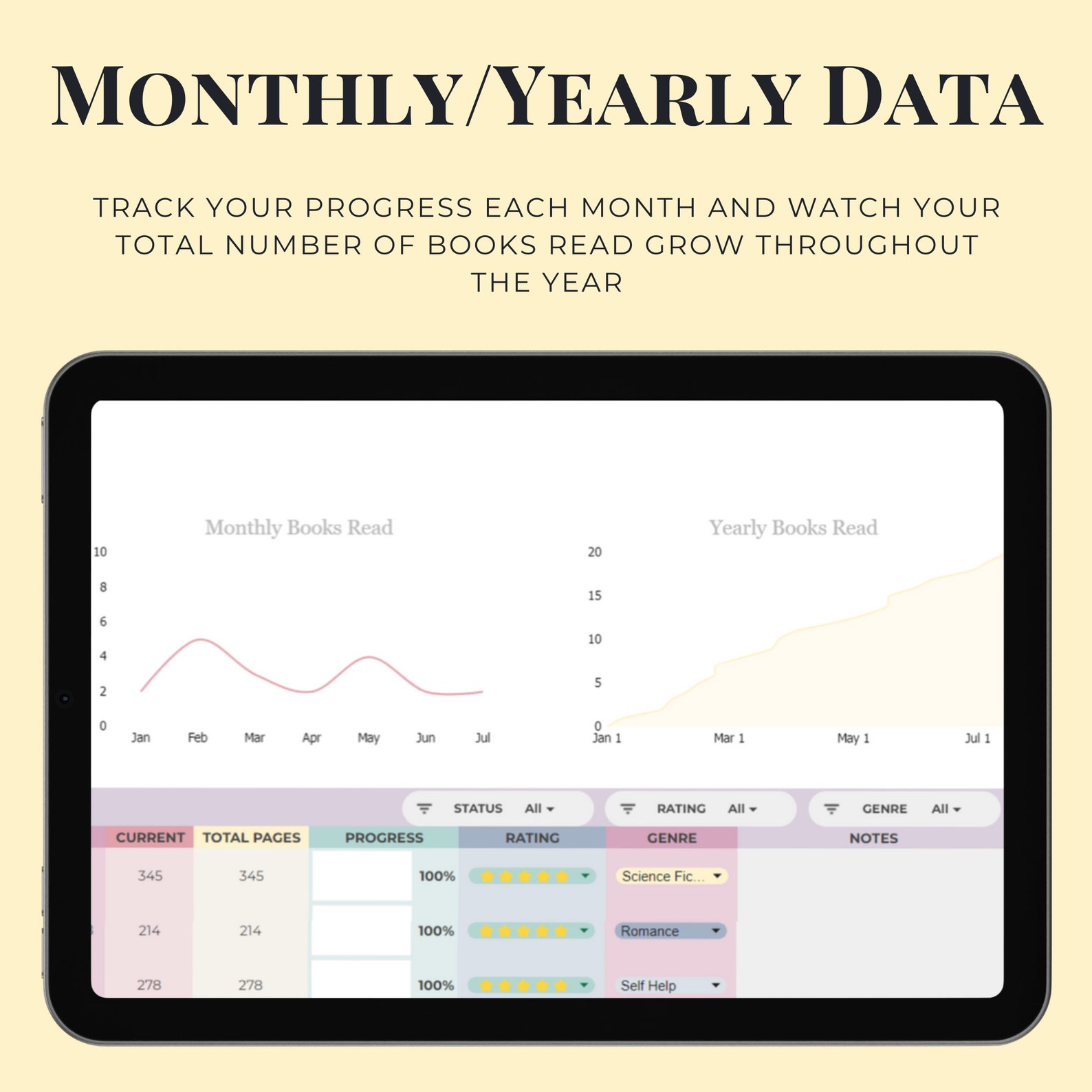 Google Sheets Reading Journal, Book Tracker, Reading Log Spreadsheet ...