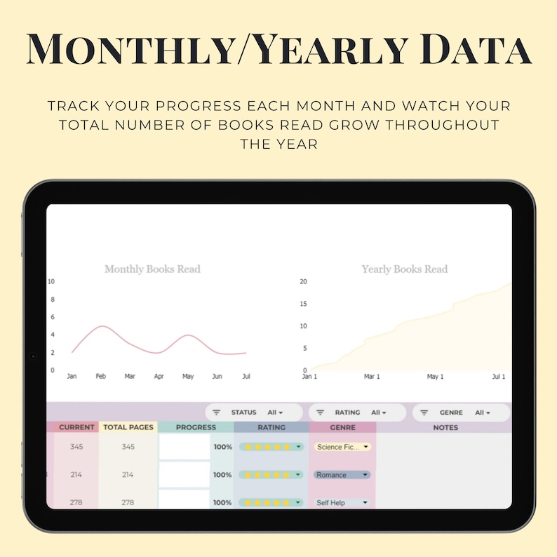 Google Sheets Reading Journal, Book Tracker, Reading Log Spreadsheet ...