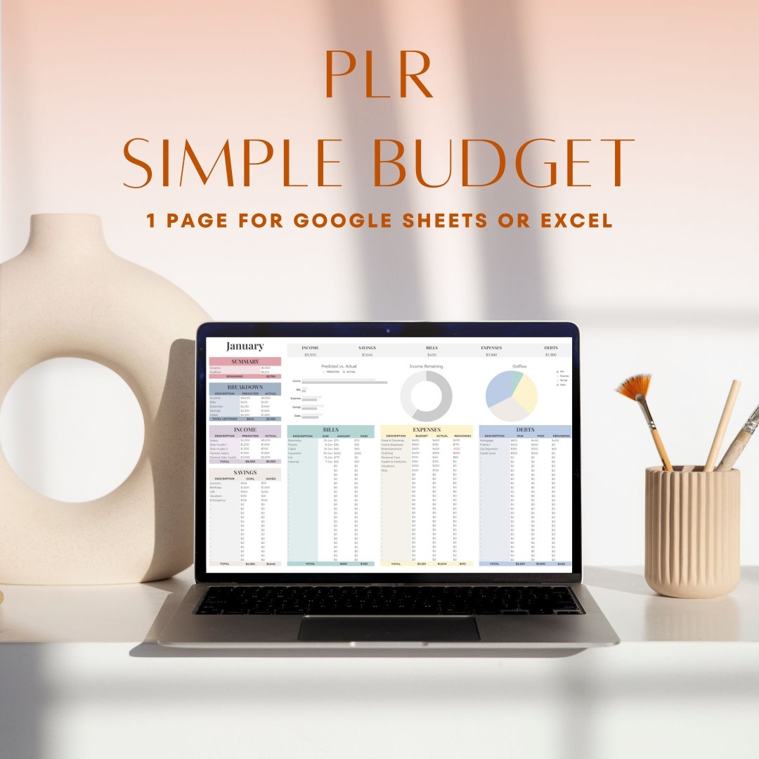PLR Google Sheets Budget Template Spreadsheet Master Resell Rights ...