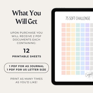 75 Soft Challenge Tracker, Printable A5 Planner Inserts, Soft 75 ...