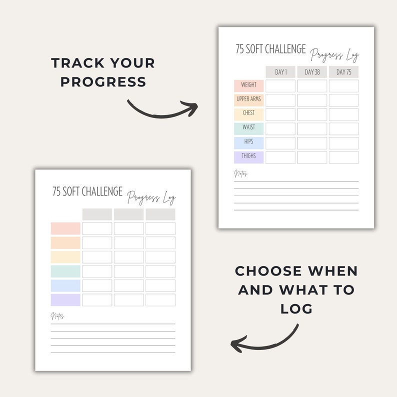 75 Soft Challenge Tracker, Printable A5 Planner Inserts, Soft 75 ...