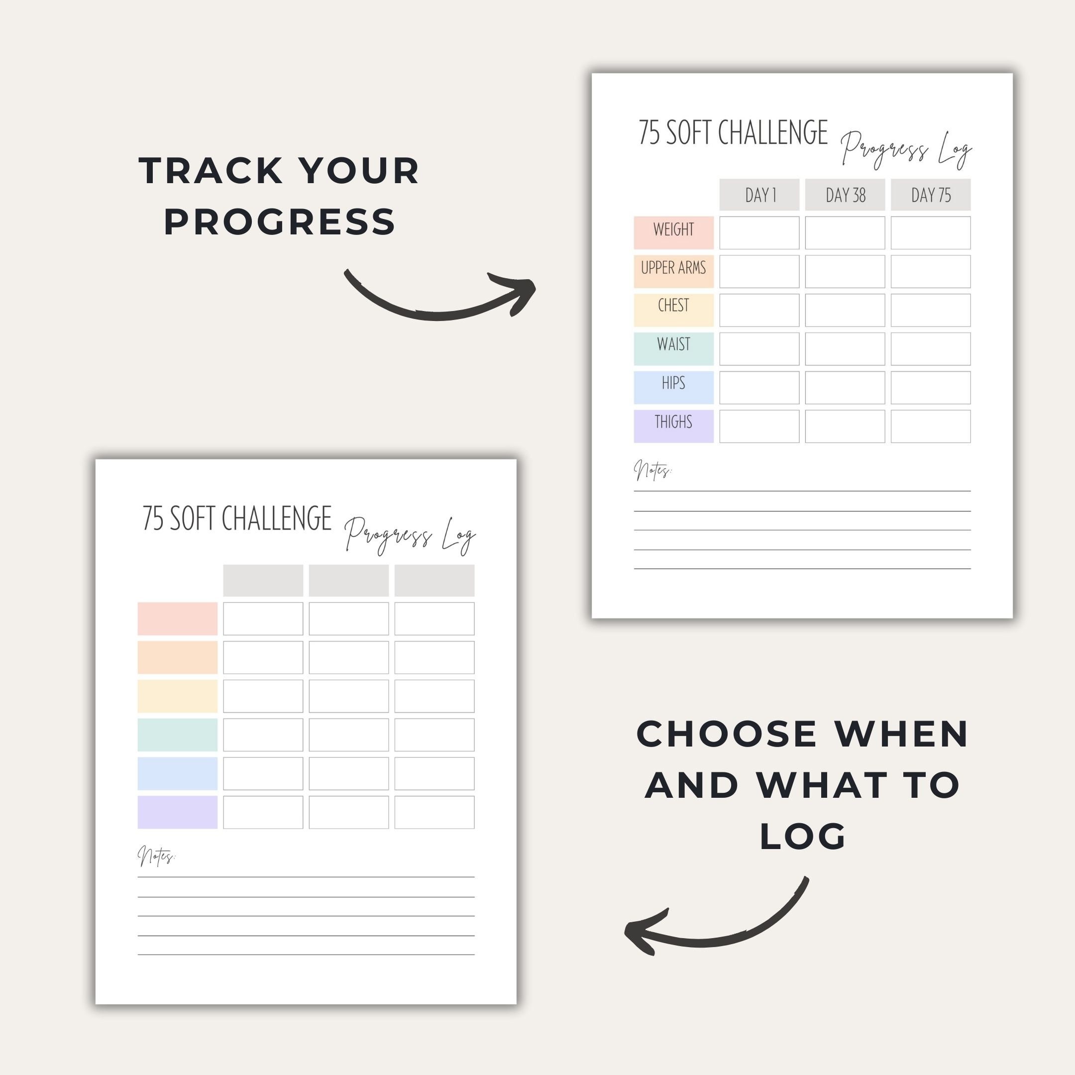75 Soft Challenge Tracker, Printable A5 Planner Inserts, Soft 75 ...