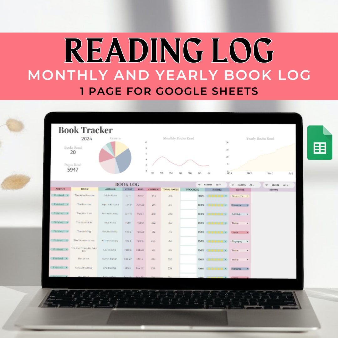 Google Sheets Reading Journal, Book Tracker, Reading Log Spreadsheet ...