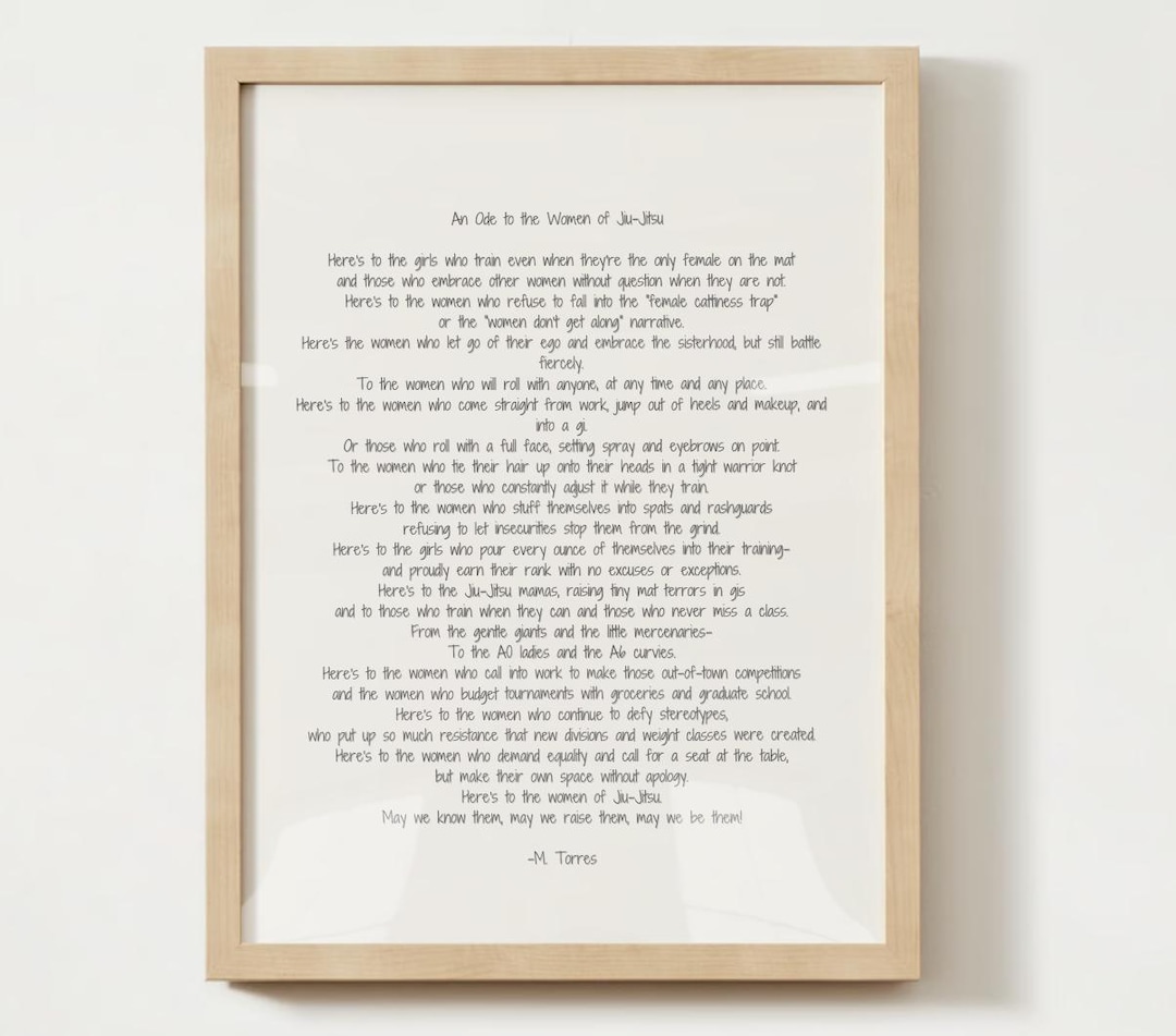 An Ode to the Women of Jiu Jitsu Digital Print, Jiu Jitsu Poetry, BJJ ...