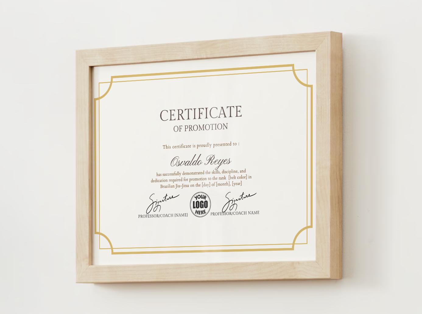 Customizable Jiu Jitsu Belt Promotion Certificate (printable) - Etsy