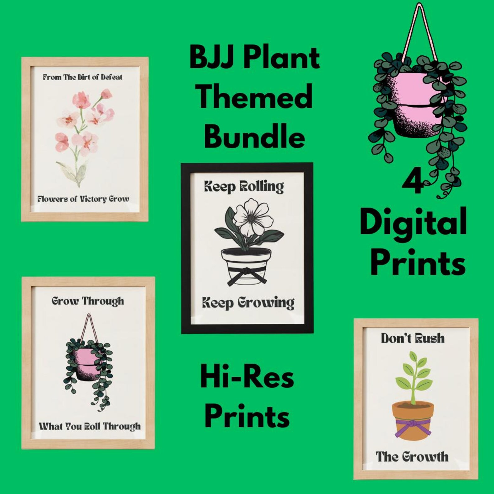 Plant Themed BJJ Prints, Jiu Jitsu Digital Printable Art, Plant Artwork ...