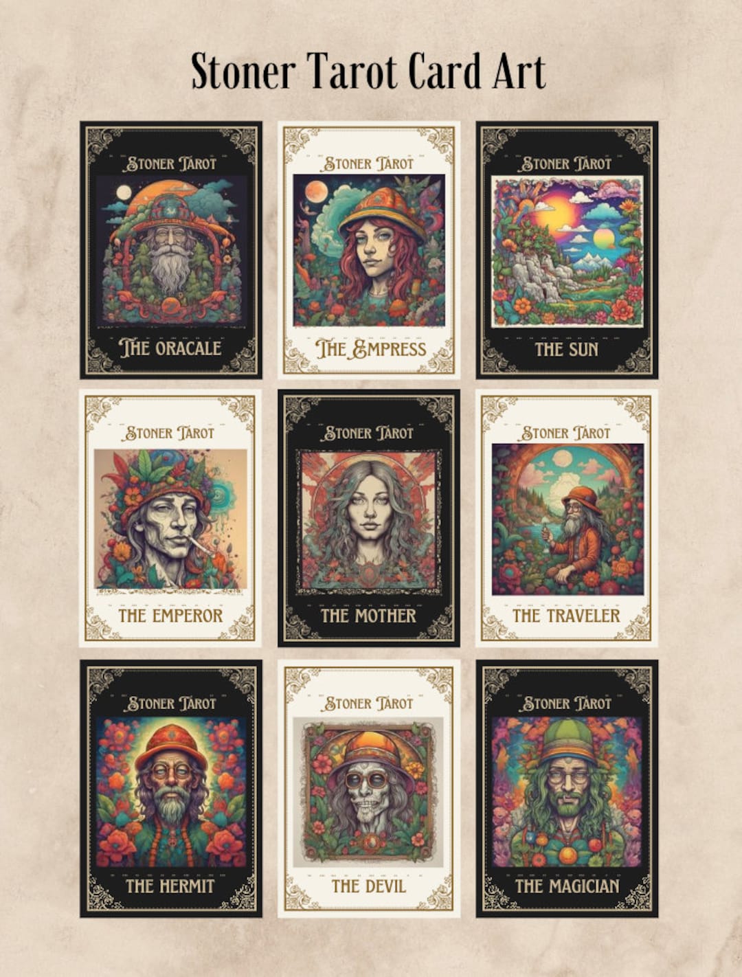 Vintage Stoner Tarot, Ganja Tarot Cards, Psychedelic Tarot, Tarot Art ...
