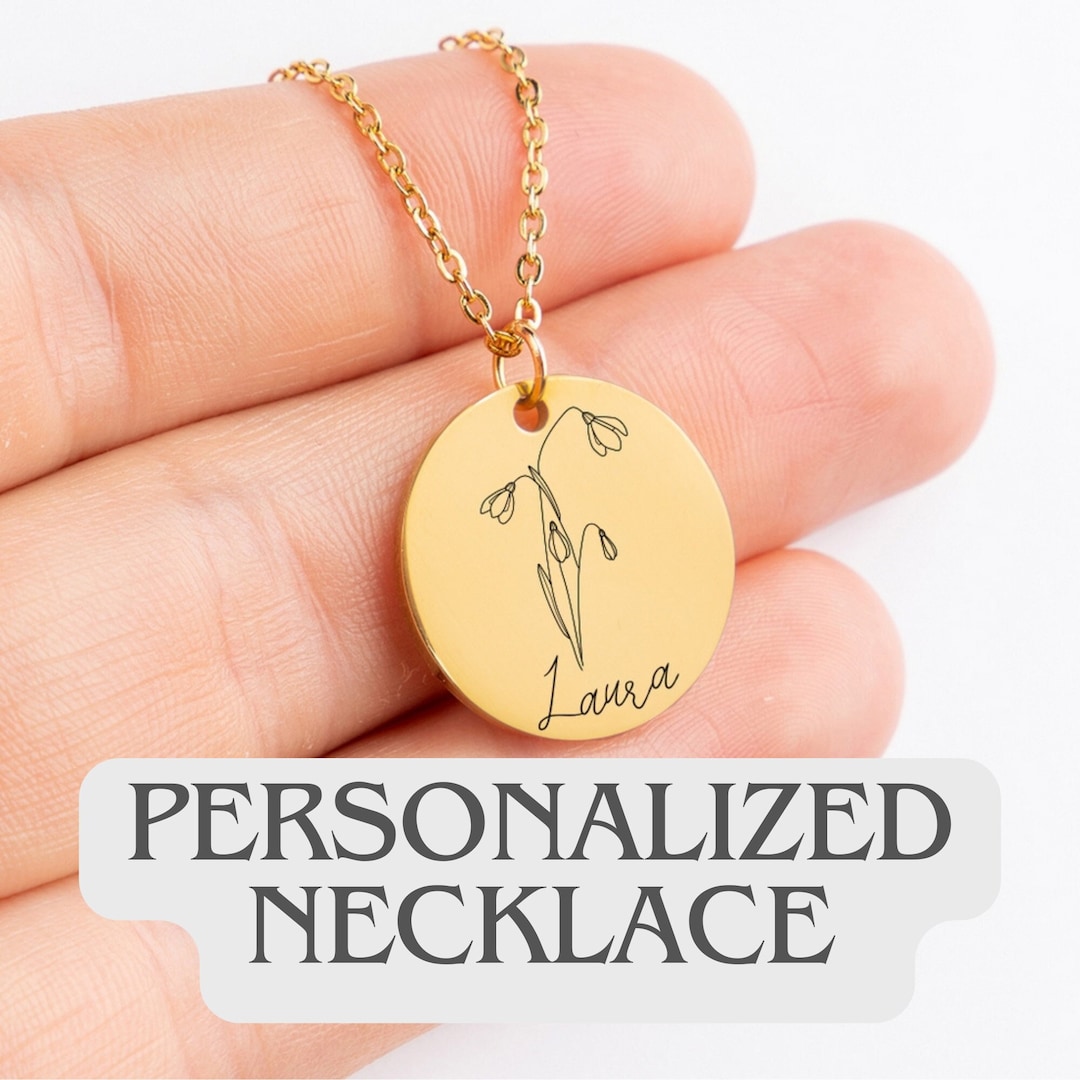 Personalized Birth Flower Necklace Personalized Necklace for Her ...