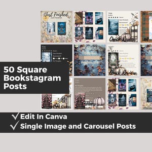 Cozy November Bookstagram Bundle | Canva Template for 75 Bookish In ...