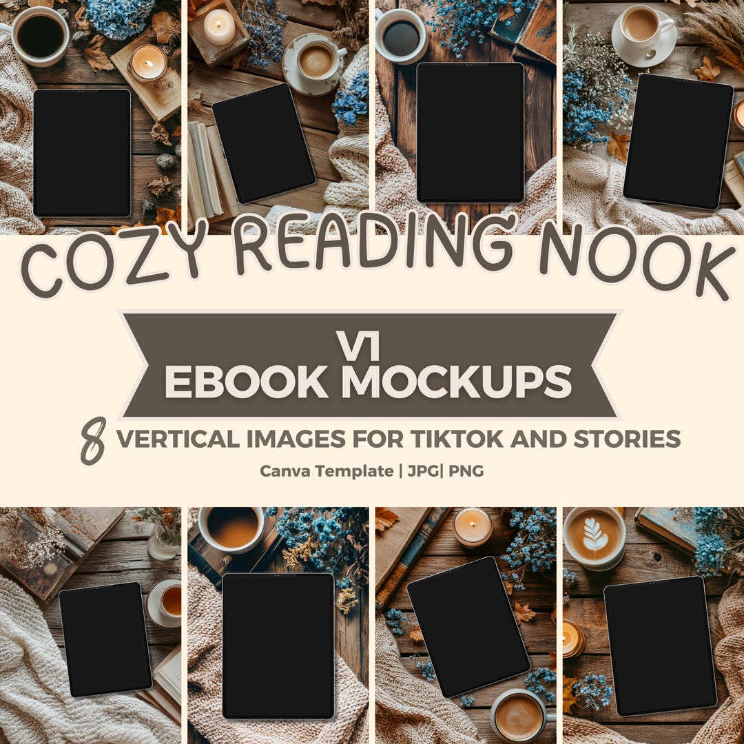 Cozy Reading Nook Ebook Mockup | Vertical Canva Templates for Tiktok ...