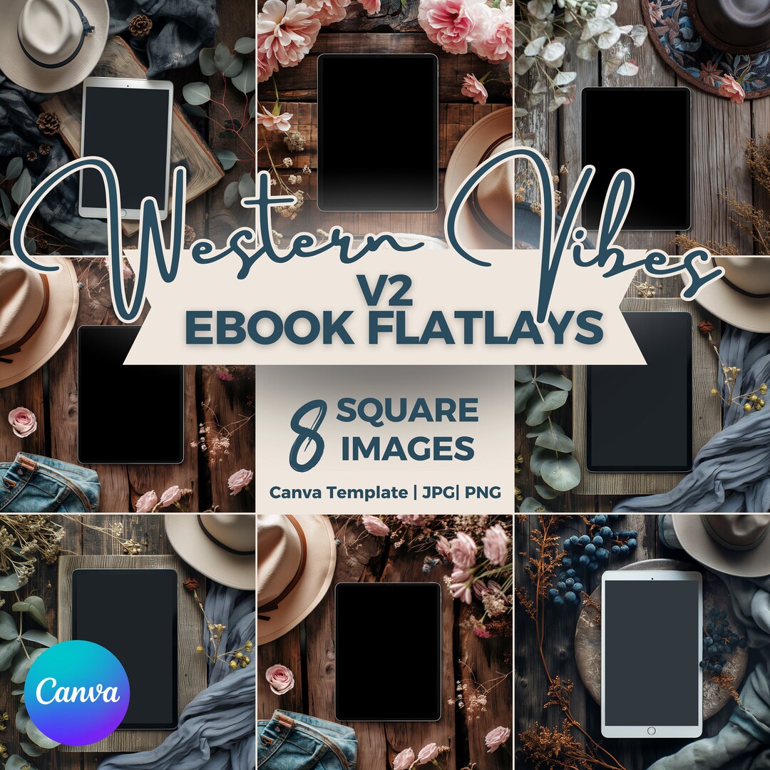 Western Vibes Ebook Mockup Bundle | Rustic Bookstagram Template ...
