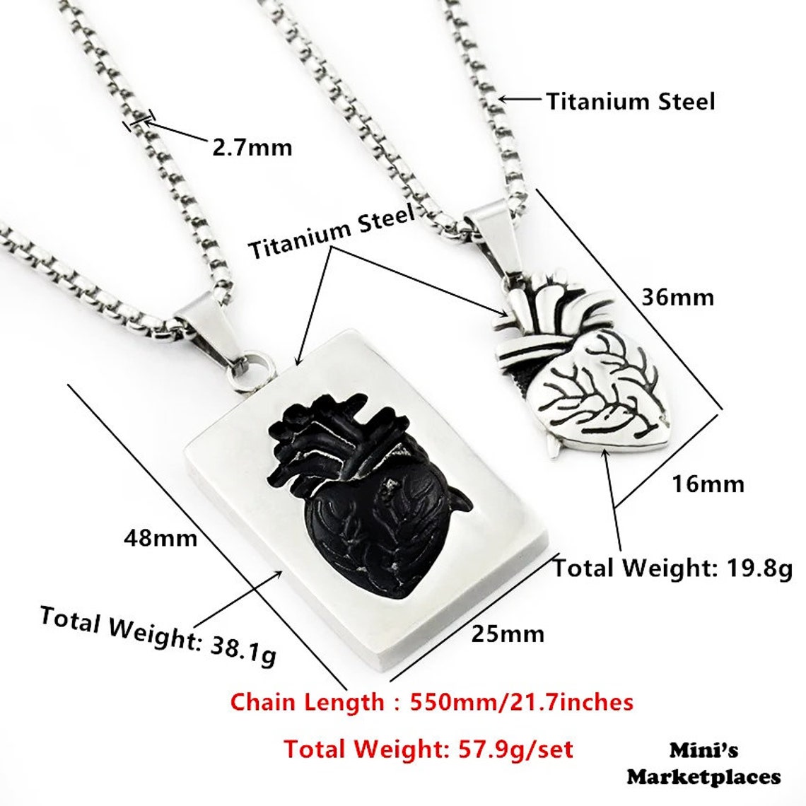 Matching Necklaces for Couples, Valentines Day, Anatomical Heart ...