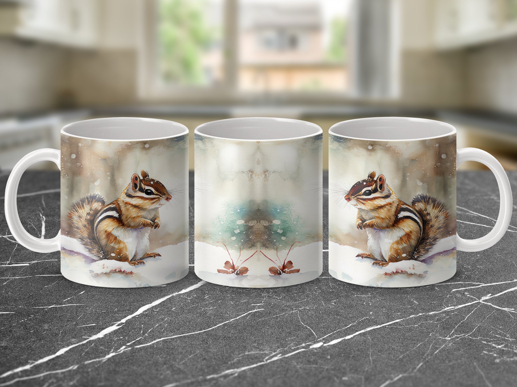 Watercolor Chipmunk Mug, Cute Animal Coffee Cup, Woodland Creature Tea ...