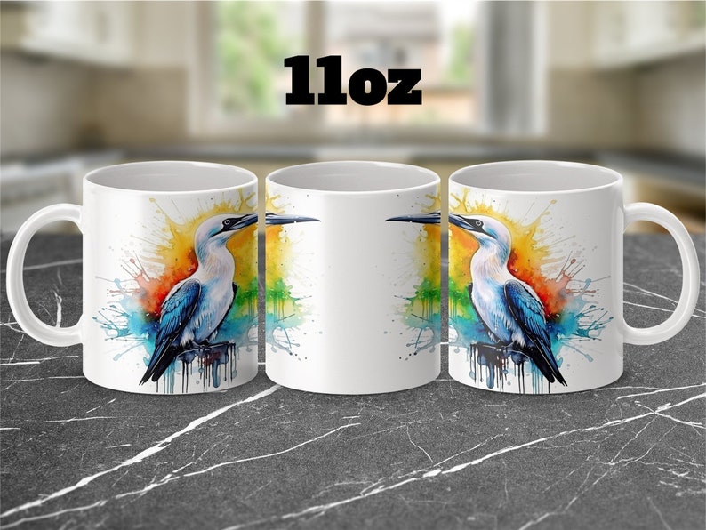 Colorful Blue-footed Booby Bird Mug, Watercolor Bird Art Mug, Unique ...