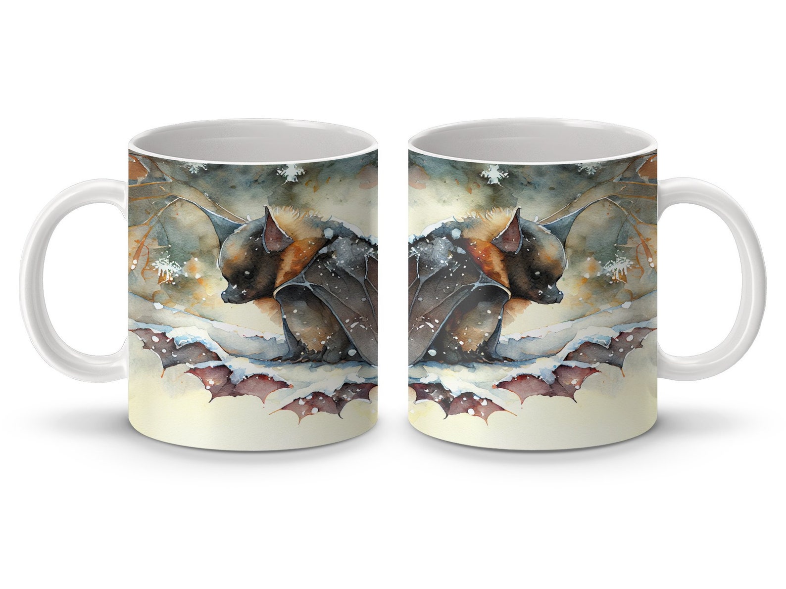 Watercolor Bat Mug, Unique Wildlife Art, Nature Inspired Coffee Cup ...