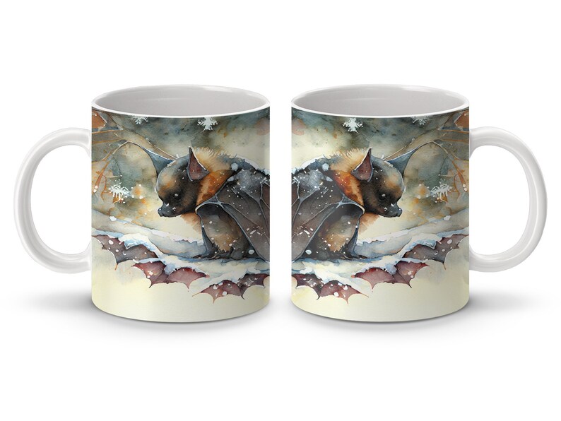 Watercolor Bat Mug, Unique Wildlife Art, Nature Inspired Coffee Cup ...