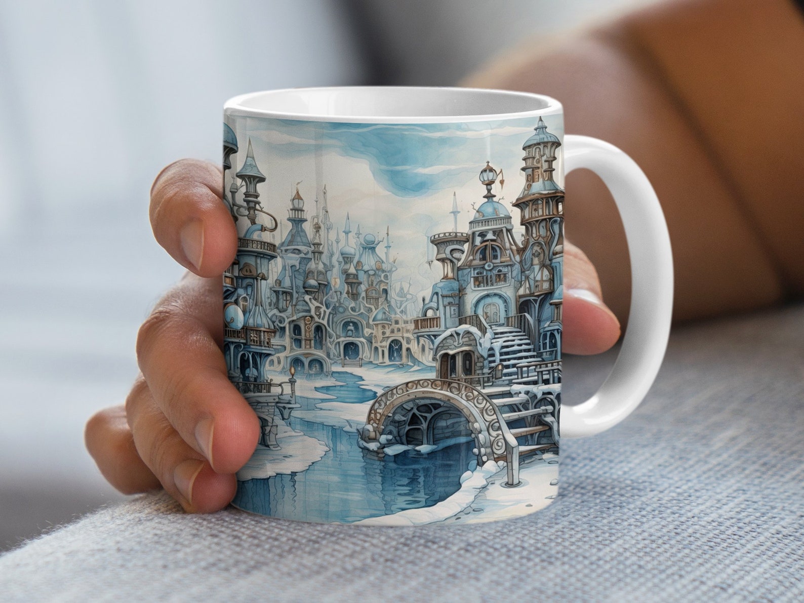 Enchanting Snowy Fantasy Castle Mug, Winter Wonderland Architecture ...