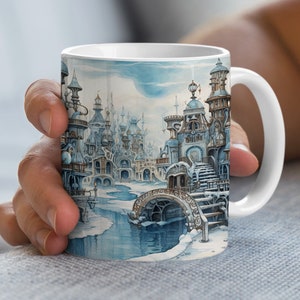 Enchanting Snowy Fantasy Castle Mug, Winter Wonderland Architecture ...