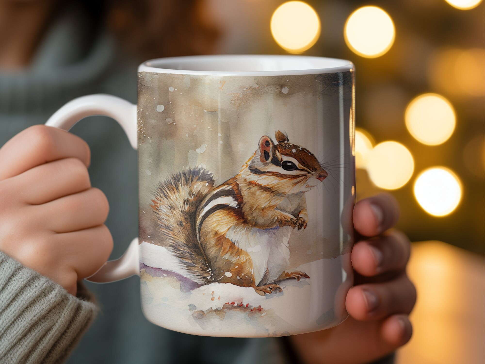 Watercolor Chipmunk Mug, Cute Animal Coffee Cup, Woodland Creature Tea ...