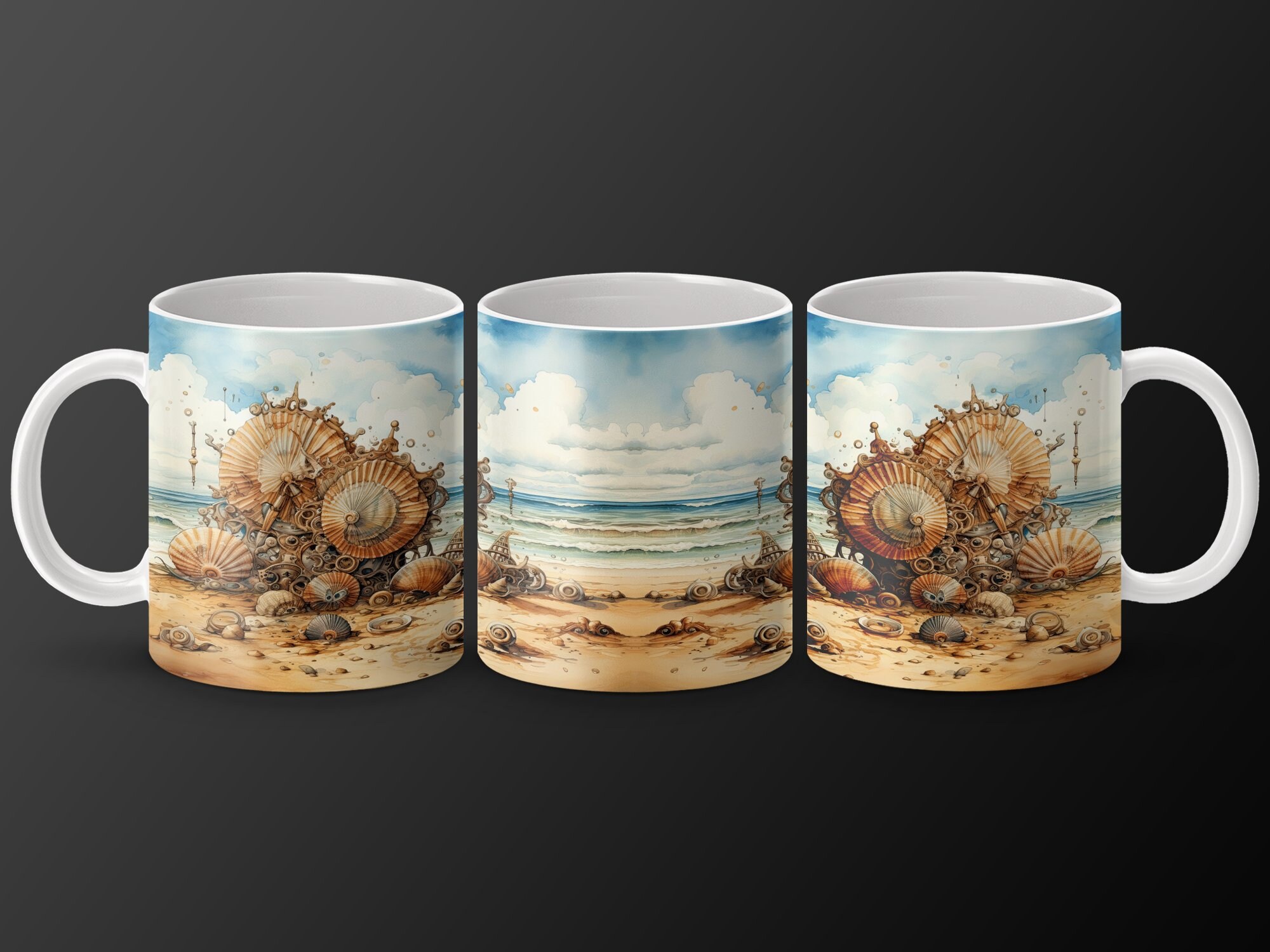 Steampunk Beach Scene Mug, Vintage Maritime Decor Mug, Nautical Themed ...