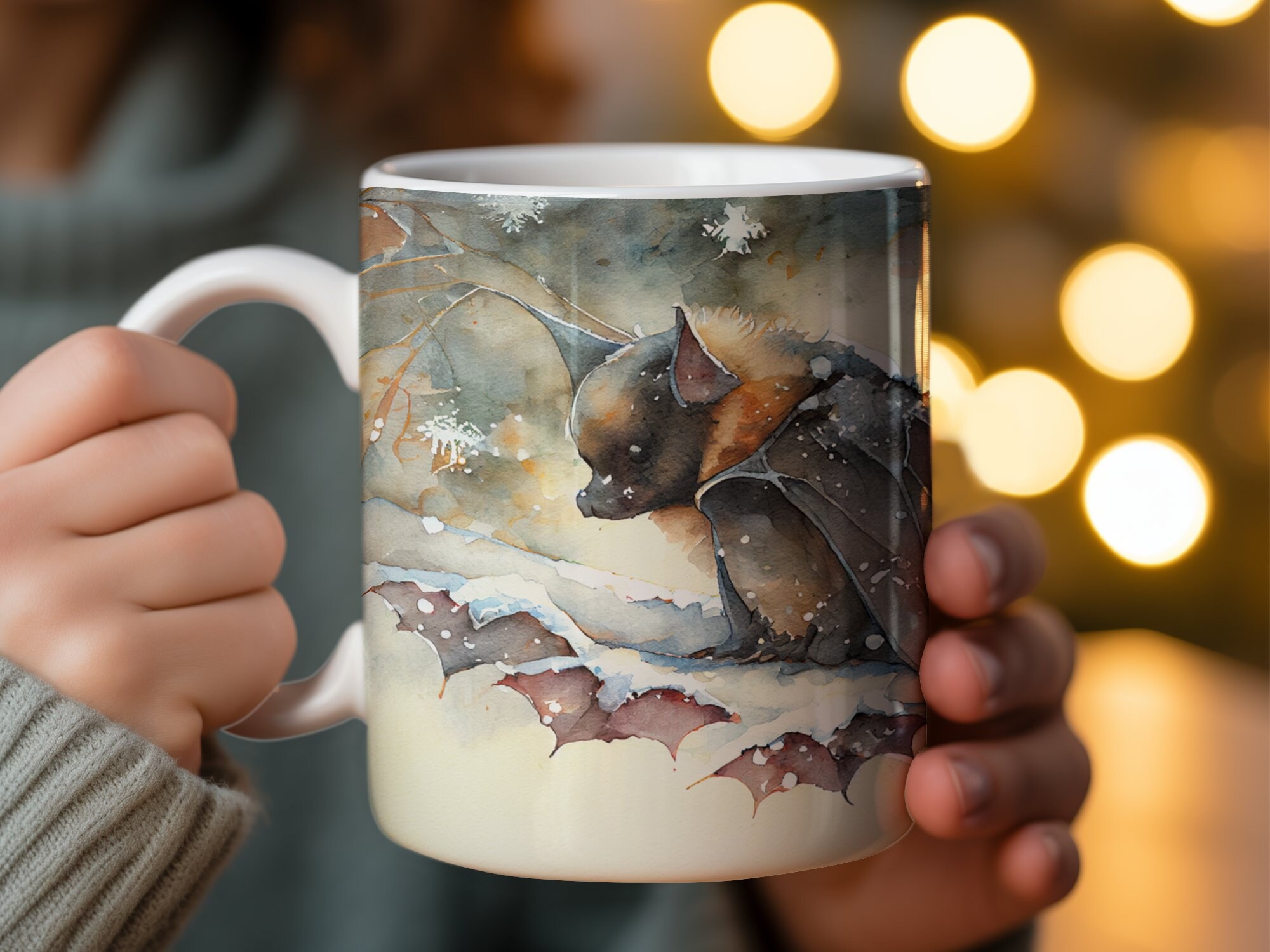 Watercolor Bat Mug, Unique Wildlife Art, Nature Inspired Coffee Cup ...