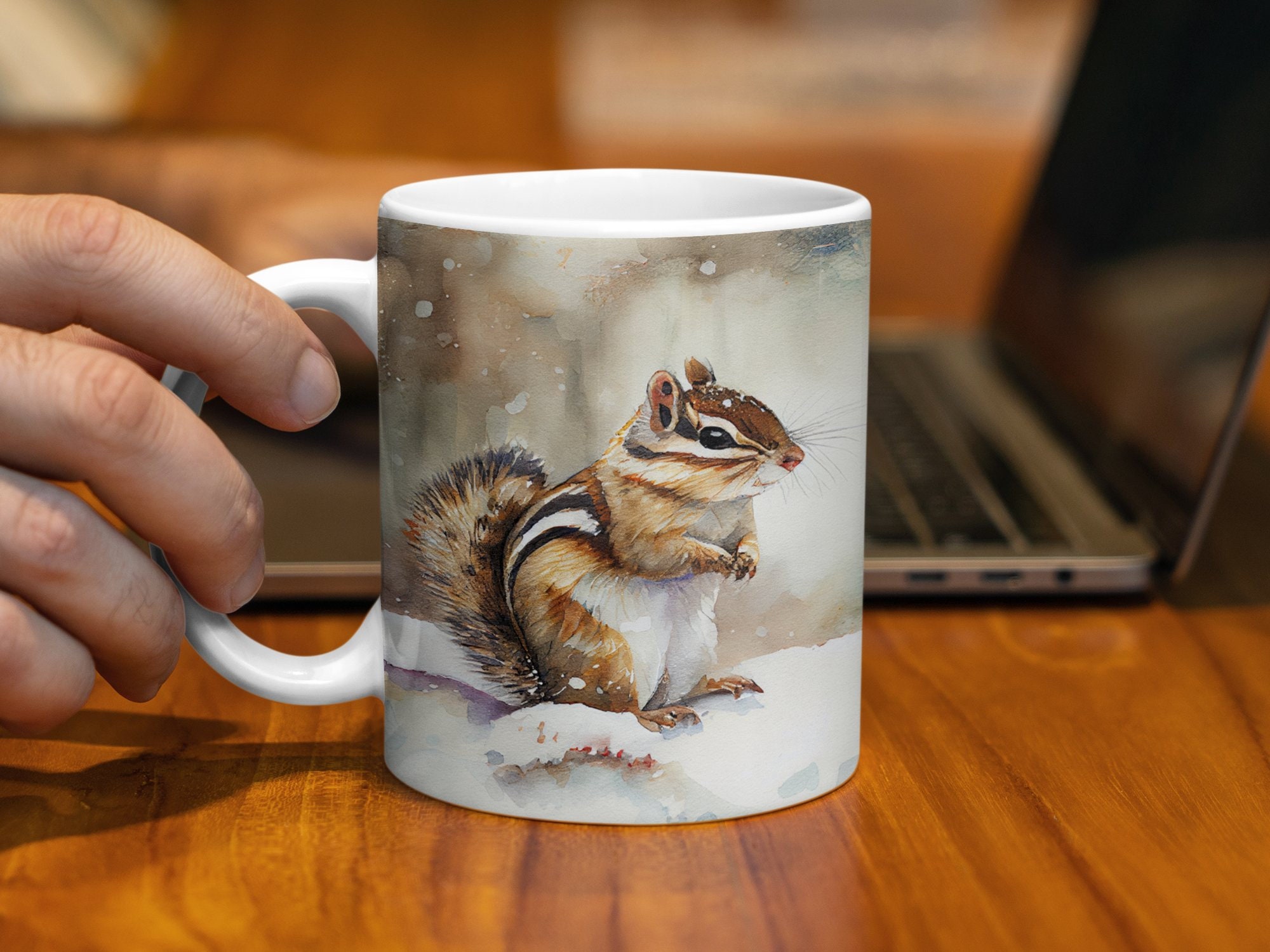 Watercolor Chipmunk Mug, Cute Animal Coffee Cup, Woodland Creature Tea ...