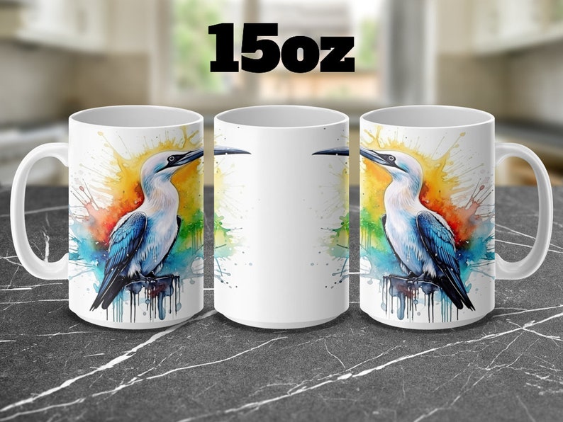 Colorful Blue-footed Booby Bird Mug, Watercolor Bird Art Mug, Unique ...