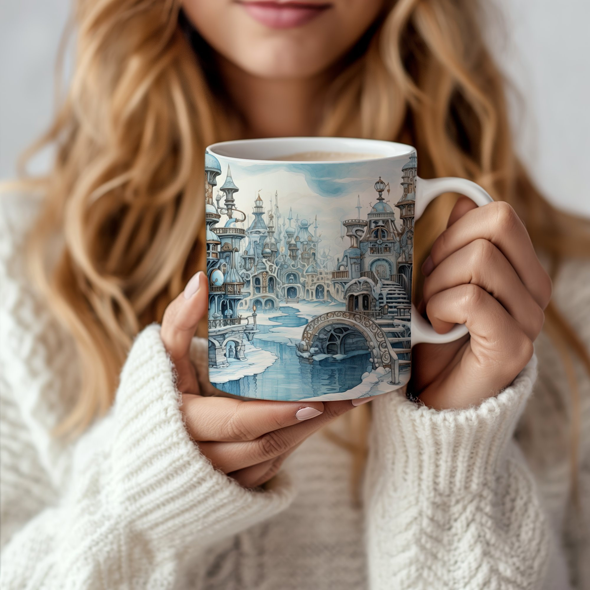 Enchanting Snowy Fantasy Castle Mug, Winter Wonderland Architecture ...