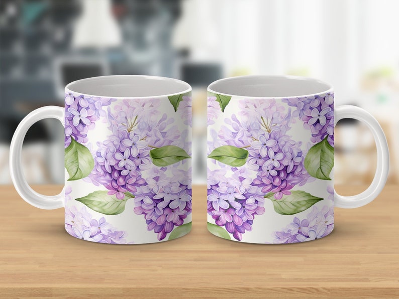 Floral Lilac Mug, Spring Blooms Coffee Cup, Purple Flower Tea Mug ...