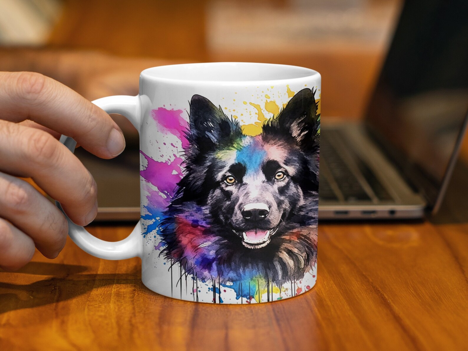 German Shepherd Mug, Colorful Dog Art Mug, German Shepherd Dog Lover ...