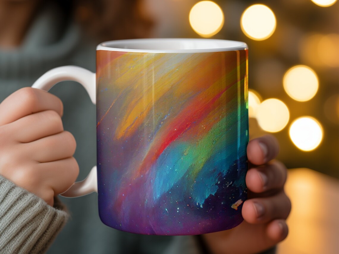 Colorful Cosmic Nebula Mug, Space Art Coffee Cup, Galaxy Desk Accessory ...