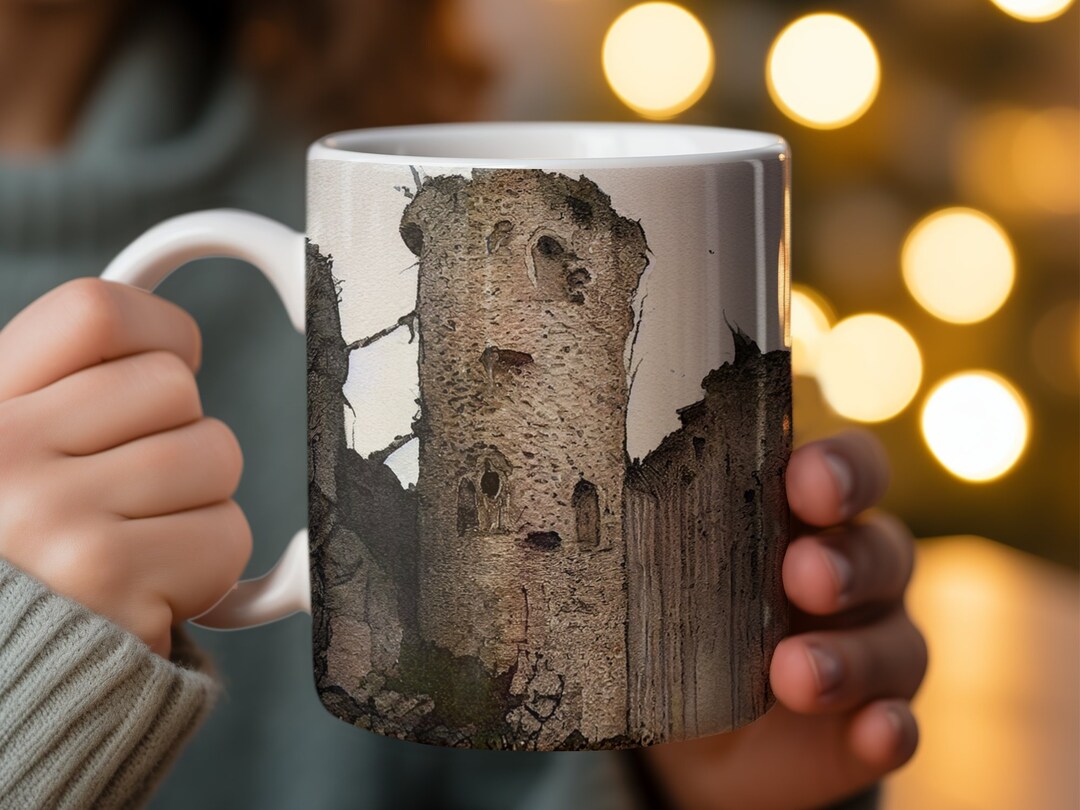 Medieval Castle Ruins Watercolor Print Coffee Mug, Vintage Inspired ...
