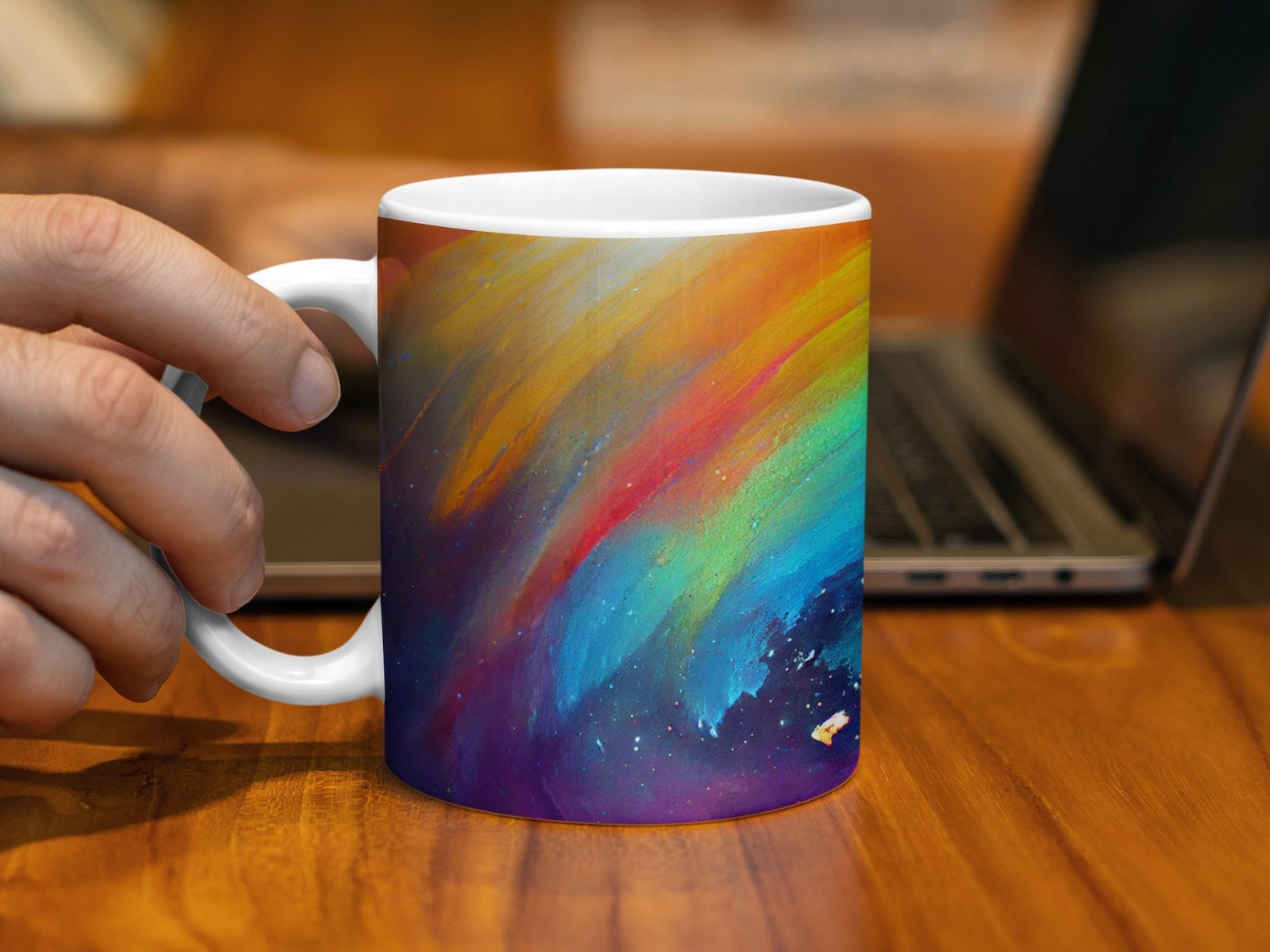 Colorful Cosmic Nebula Mug, Space Art Coffee Cup, Galaxy Desk Accessory ...