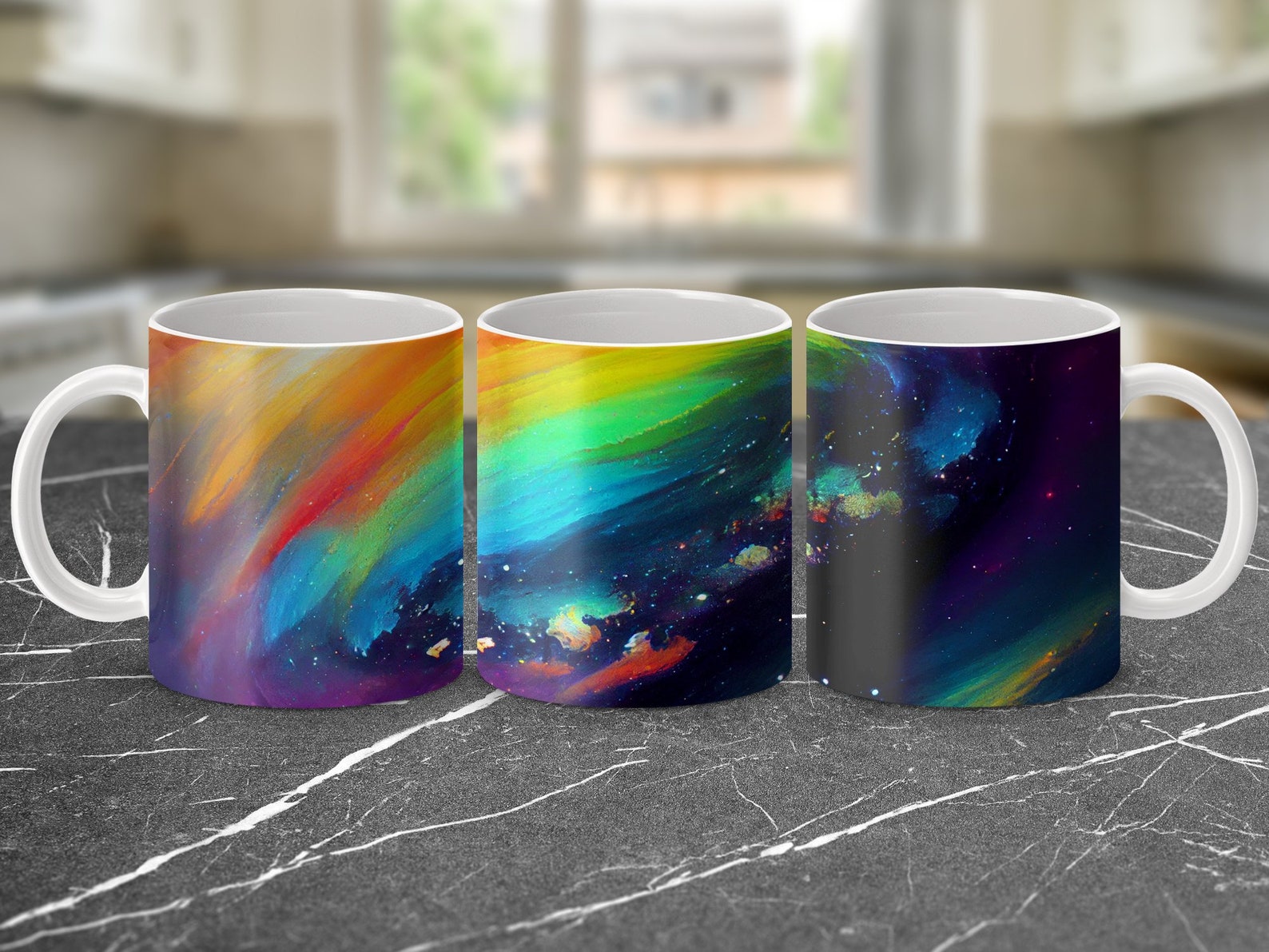 Colorful Cosmic Nebula Mug, Space Art Coffee Cup, Galaxy Desk Accessory ...