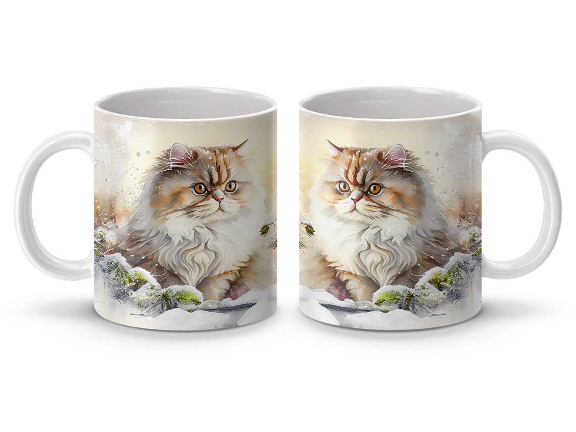 Whimsical Cat Mug, Mirror Image Feline, Cozy Winter Coffee Cup ...
