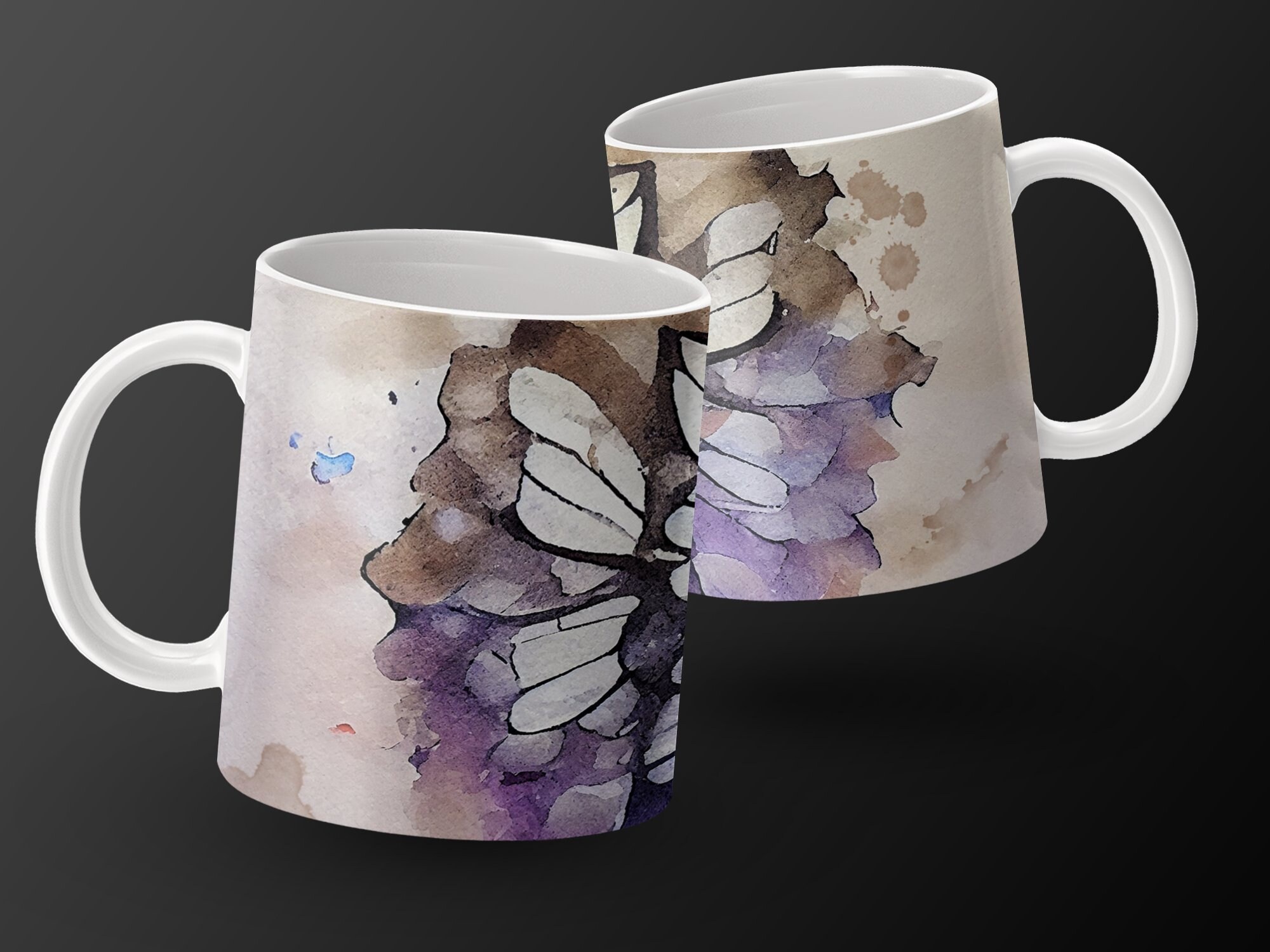 Watercolor Butterfly Mug, Artistic Insect Design Drinkware, Nature ...