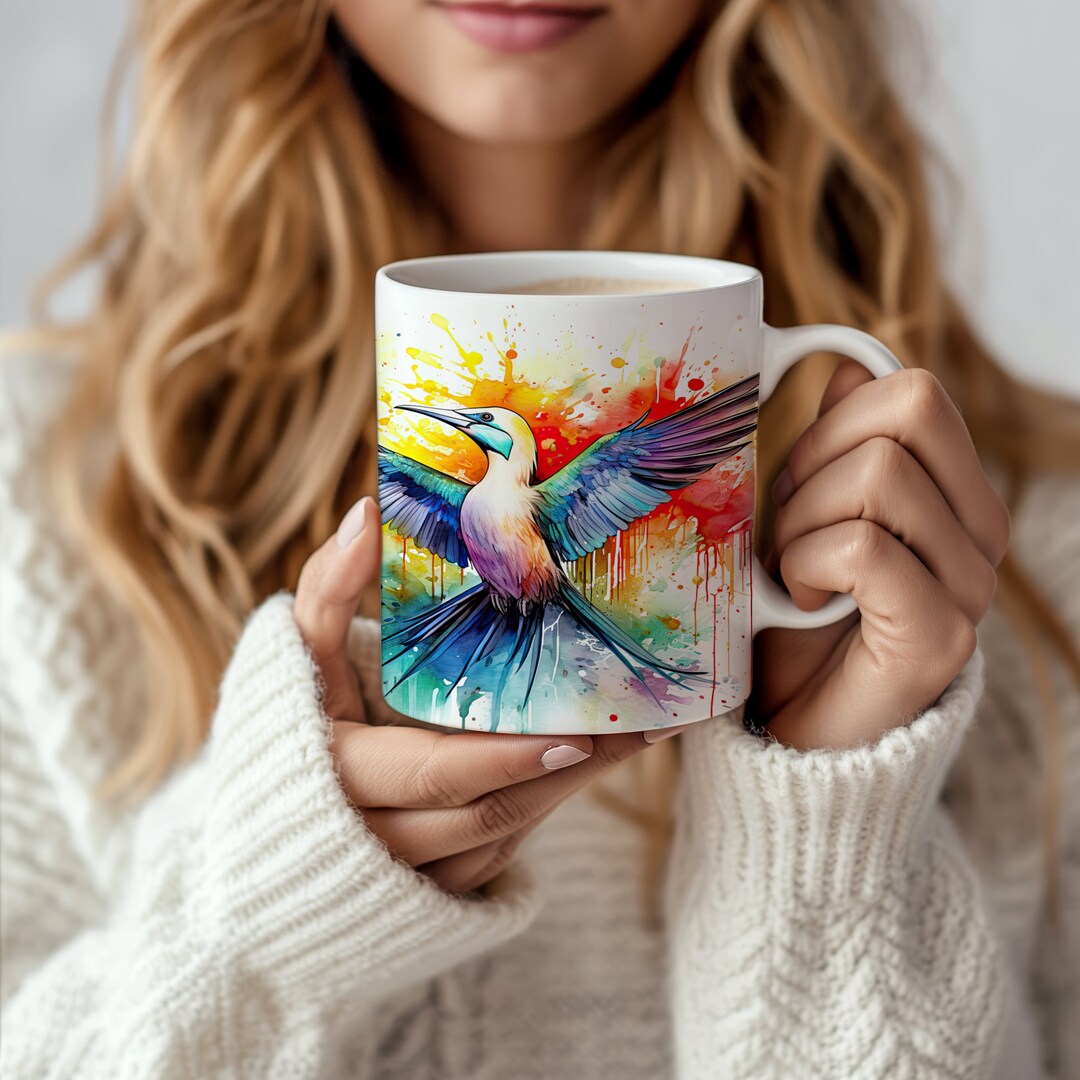 Colorful Hummingbird Mug, Watercolor Art Mug, Vibrant Bird Design Mug ...