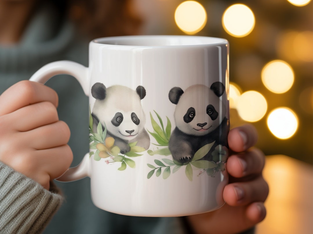 Adorable Panda Family Mug, Cute Pandas With Floral Decor, Coffee Tea ...