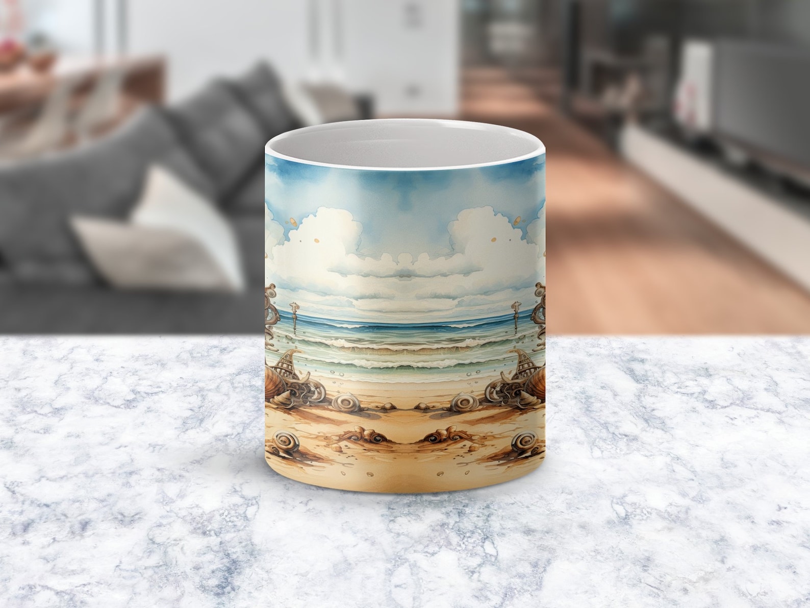 Steampunk Beach Scene Mug, Vintage Maritime Decor Mug, Nautical Themed ...